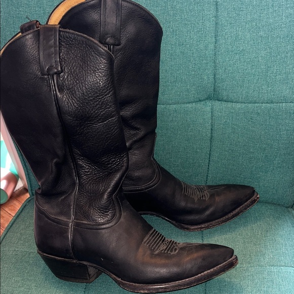 Tony Lama | Shoes | Tony Lamas Mens Black Leather Cowboy Boots | Poshmark